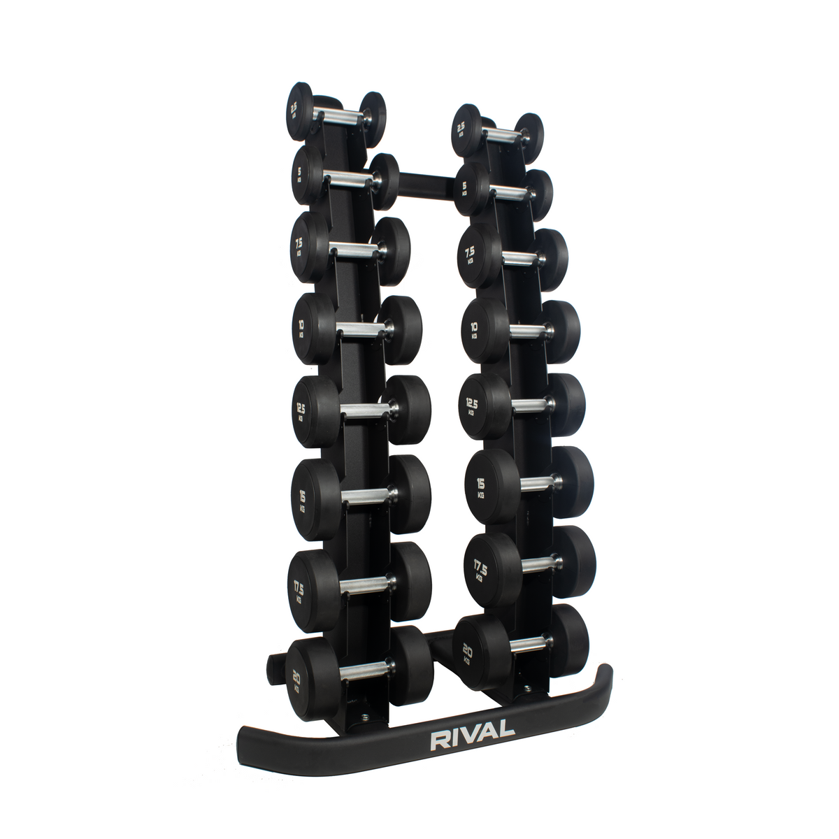Urethane Round Dumbbell Set With Vertical Storage Rack (2.5KG - 20KG ...