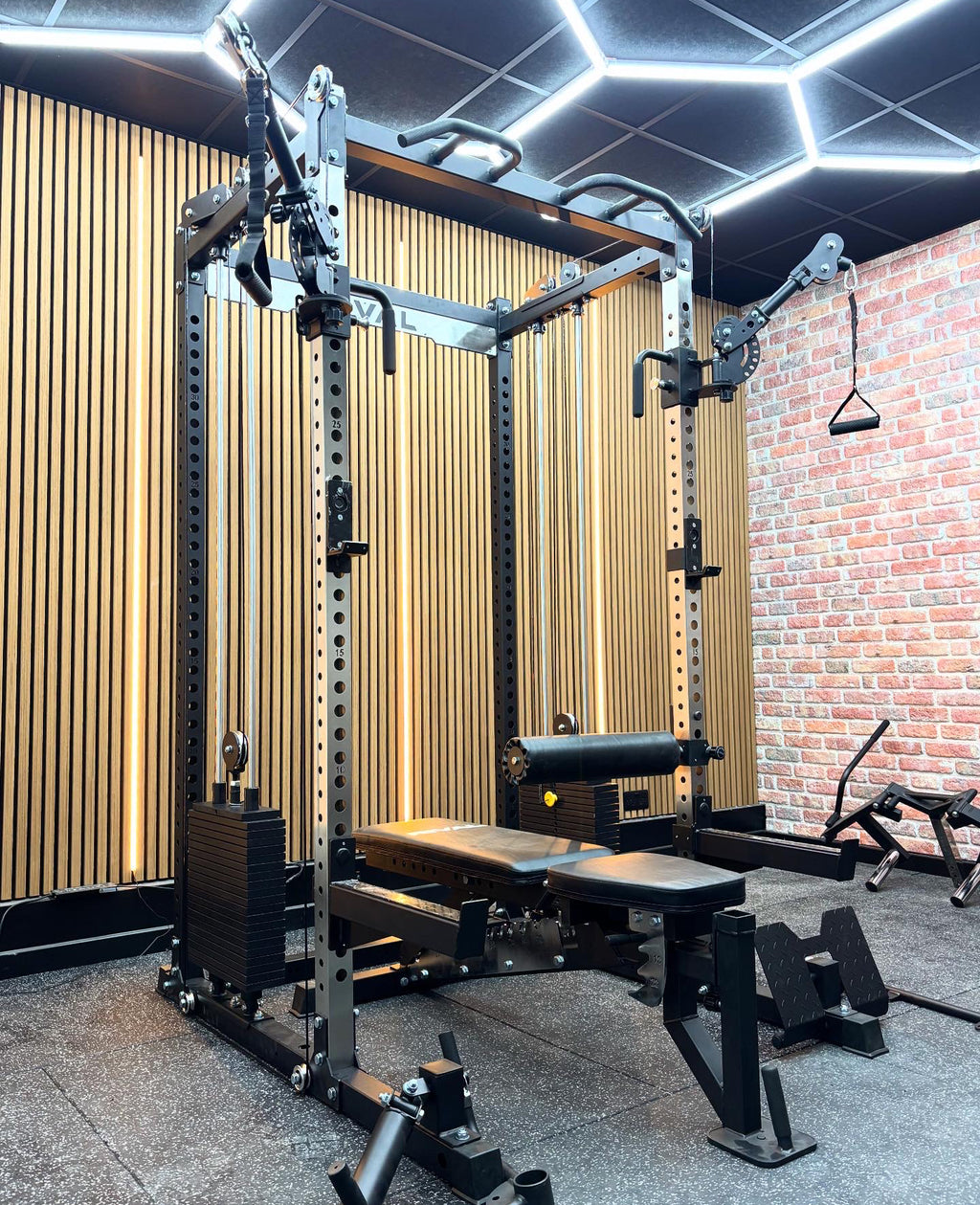 J-3 Series Power Rack with Cable System, Weight Plate, Barbell and Ben ...